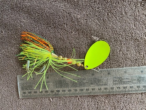 Muskie #5 Inline Spinner - Orange/Chartreuse Blade and Silicone Skirt ...