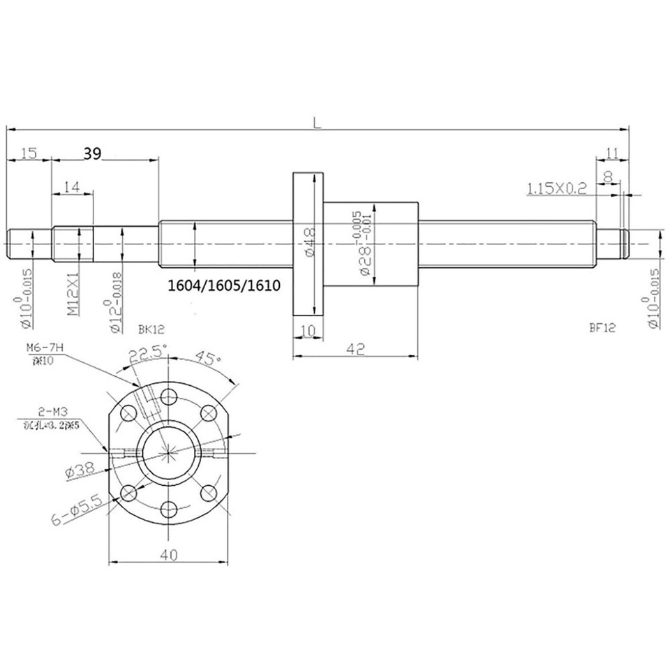 HGR15/HGR20/HGR25 Linear Guide Rail +SFU1605 Ballscrew with nut 200mm ...