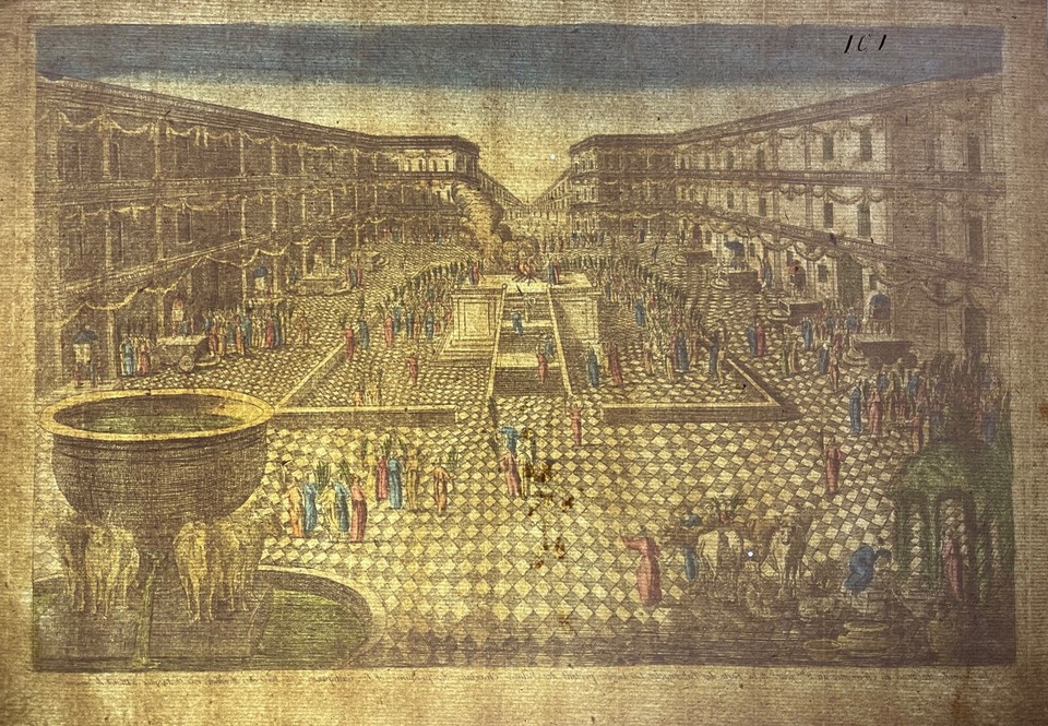 Israel Jerusalem Large Hosanna Feast Of Tabernacles Levites Engraving ...