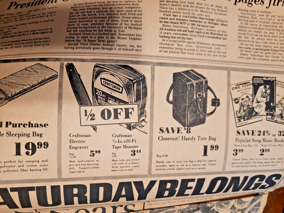 Gerald R. Ford Burlington County Times August 9, 1974 Sworn In 38th ...