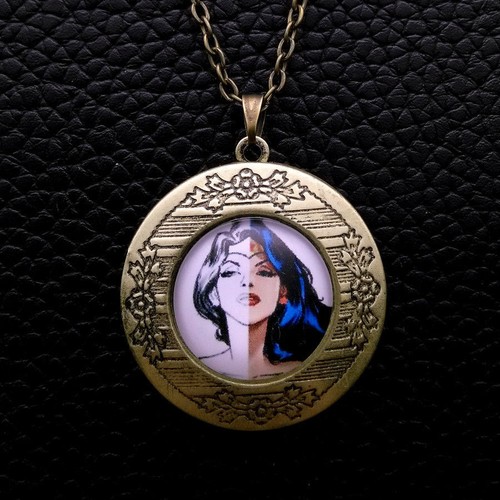 Wonder Woman Hero Cabochon LOCKET Pendant Bronze Chain Necklace USA ...