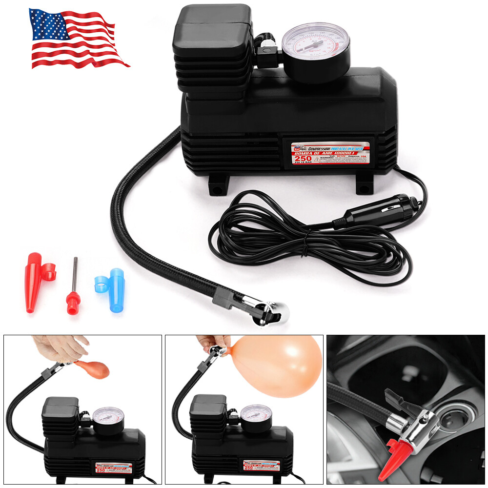 Mini Portable Air Compressor Electric Tire Inflator Pump 12 Volt Car ...