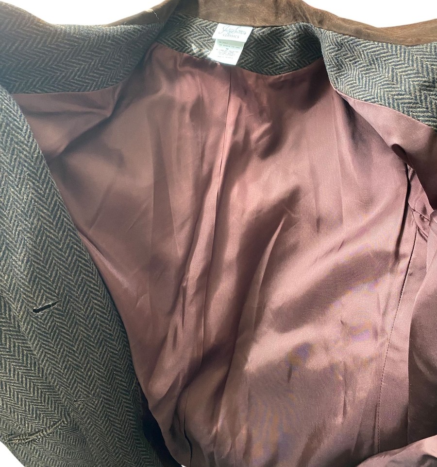 Vintage Jaclyn Smith Classic Brown Tweed Faux Suede Trim Equestrian ...