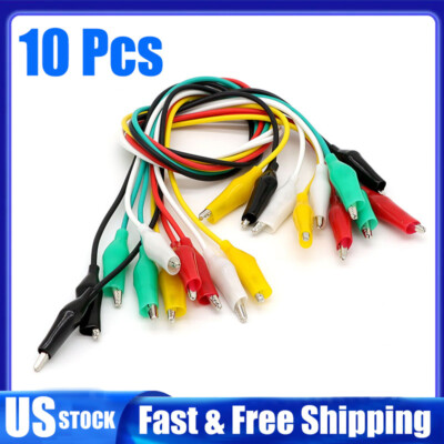 10Pcs Double-ended Wire Crocodile Alligator Clips Test Leads Set Jumper ...