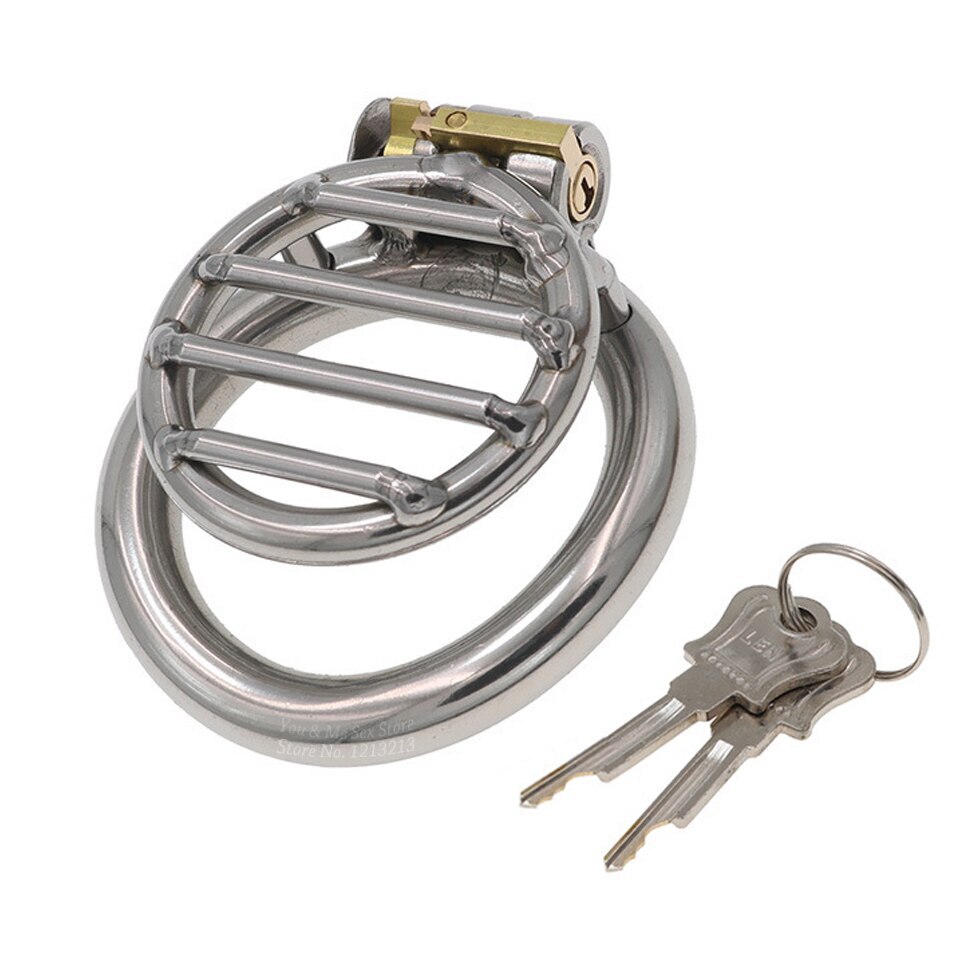 Super Small Stainless Steel Metal Lock Ring Short Cage Belt Male ...