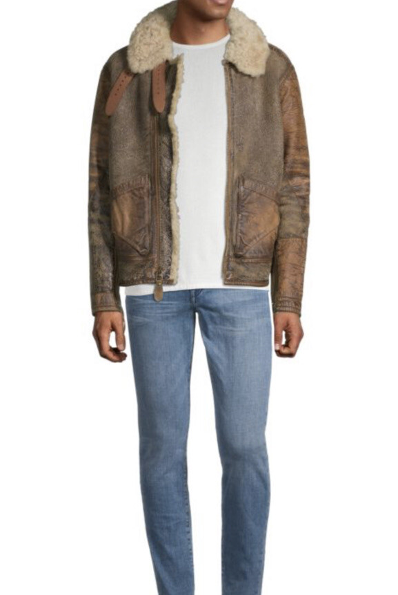 $2498 Polo Ralph Lauren X-Large Brown Shearling Bomber Jacket RRL ...