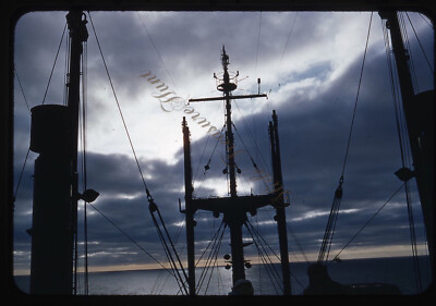 USS Pickaway Ship Sunset Pacific Ocean 1950s 35mm Slide Red Border ...