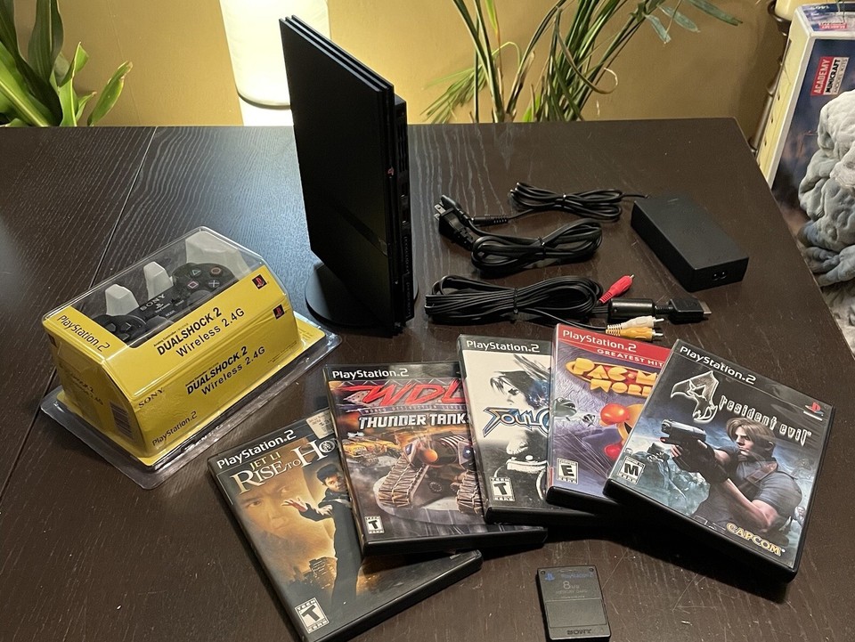 Sony PlayStation 2 Slim Console & Games Bundle With New Wireless ...