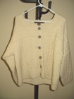 Inis Crafts Ireland 100% Wool Cream Cardigan - Square Neck - Woman's XL ...