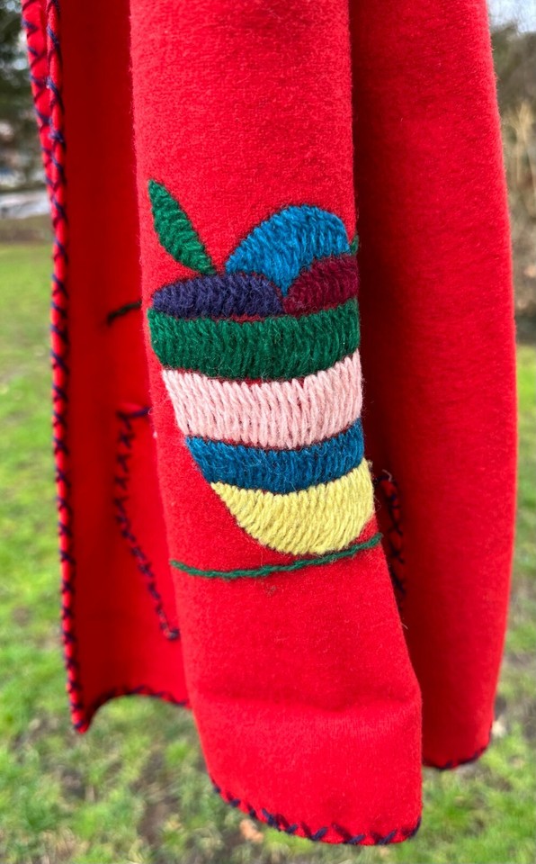 Vintage Mexican Embroidered Souvenir Open Blazer Jacket 1950s Red Wool ...