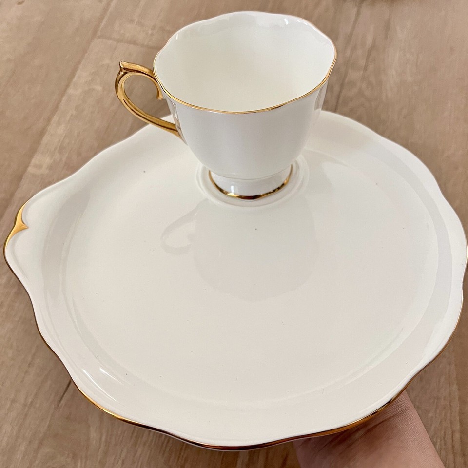 Royal Albert Val D'or Snack Plate & Tea Cup - Set of 4 White With Gold ...