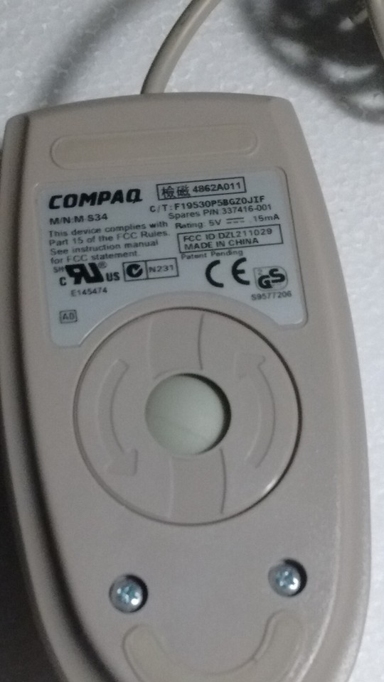 VTG Compaq 337416-001 PS/2 Wired Standard 2 Button Ivory Mouse M-S34 | eBay