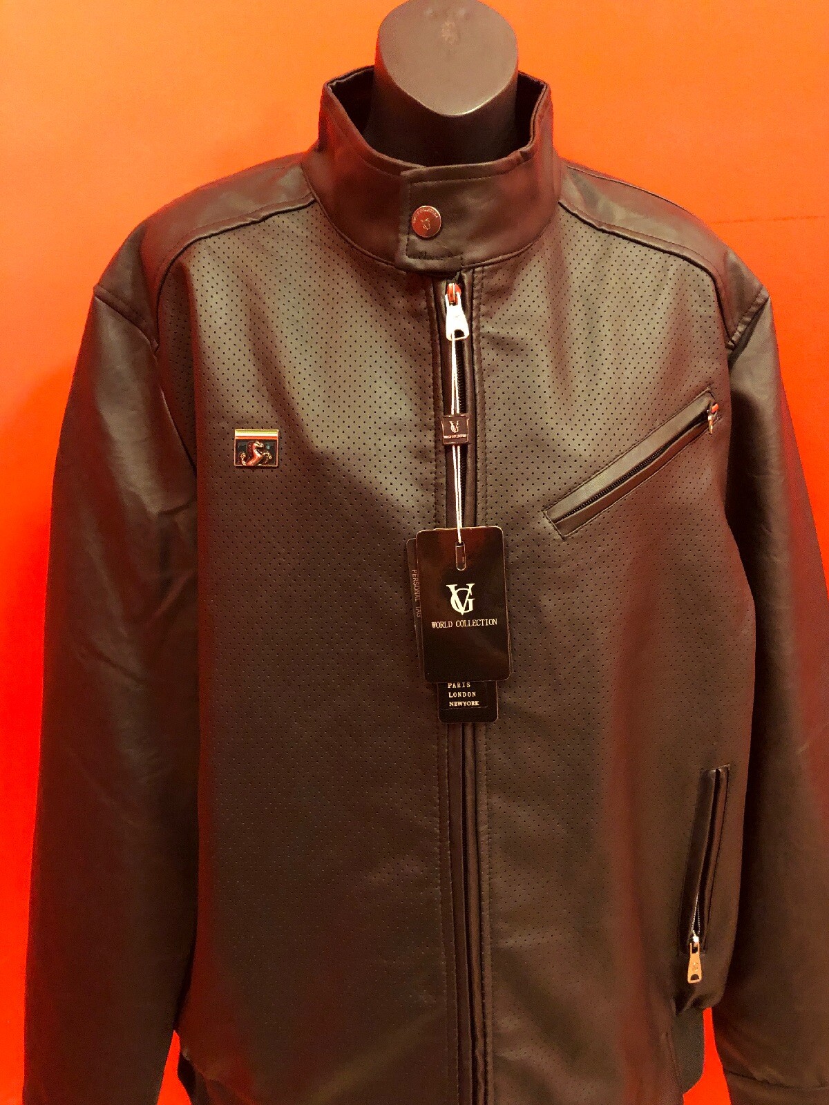 VG World Collection Men's LEATHER Jacket Black color US Size Large New ...