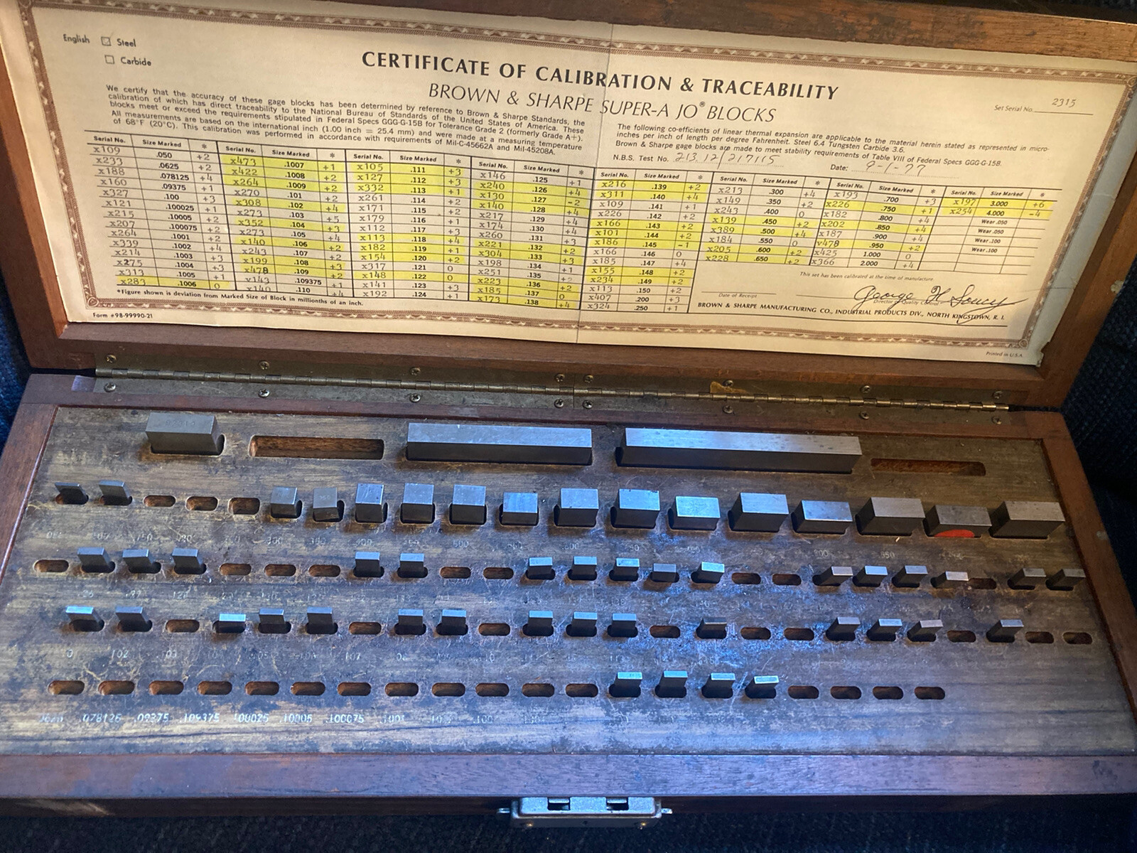 Brown Sharpe Super A Jo Blocks Gage Block Partial Set Inspection Sine ...