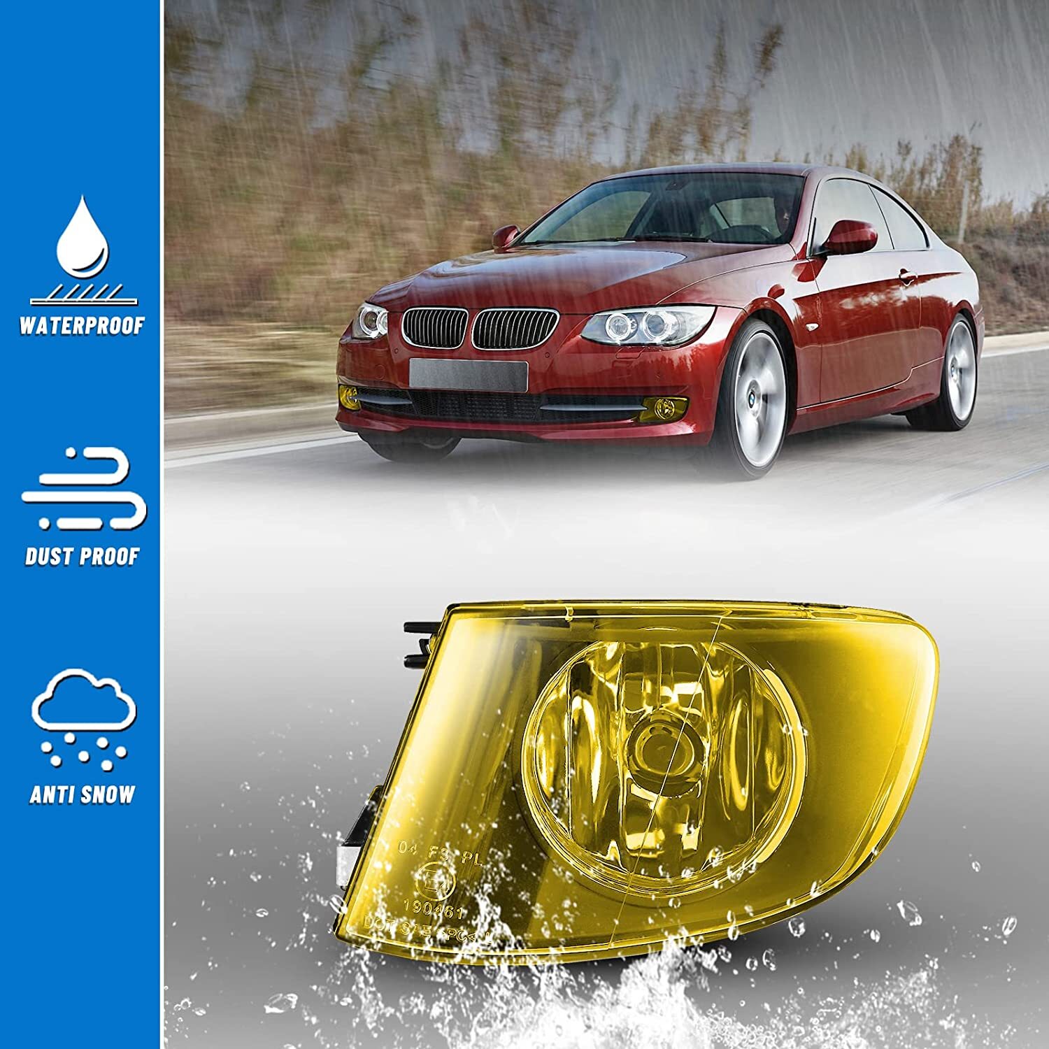 For 07-11 BMW 3 Series E92 E93 Fog Lights Driving Bumper Lamps Yellow ...