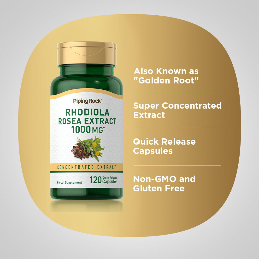 Rhodiola Rosea Extract | 1000mg | 120 Capsules | Non-GMO | by Piping ...