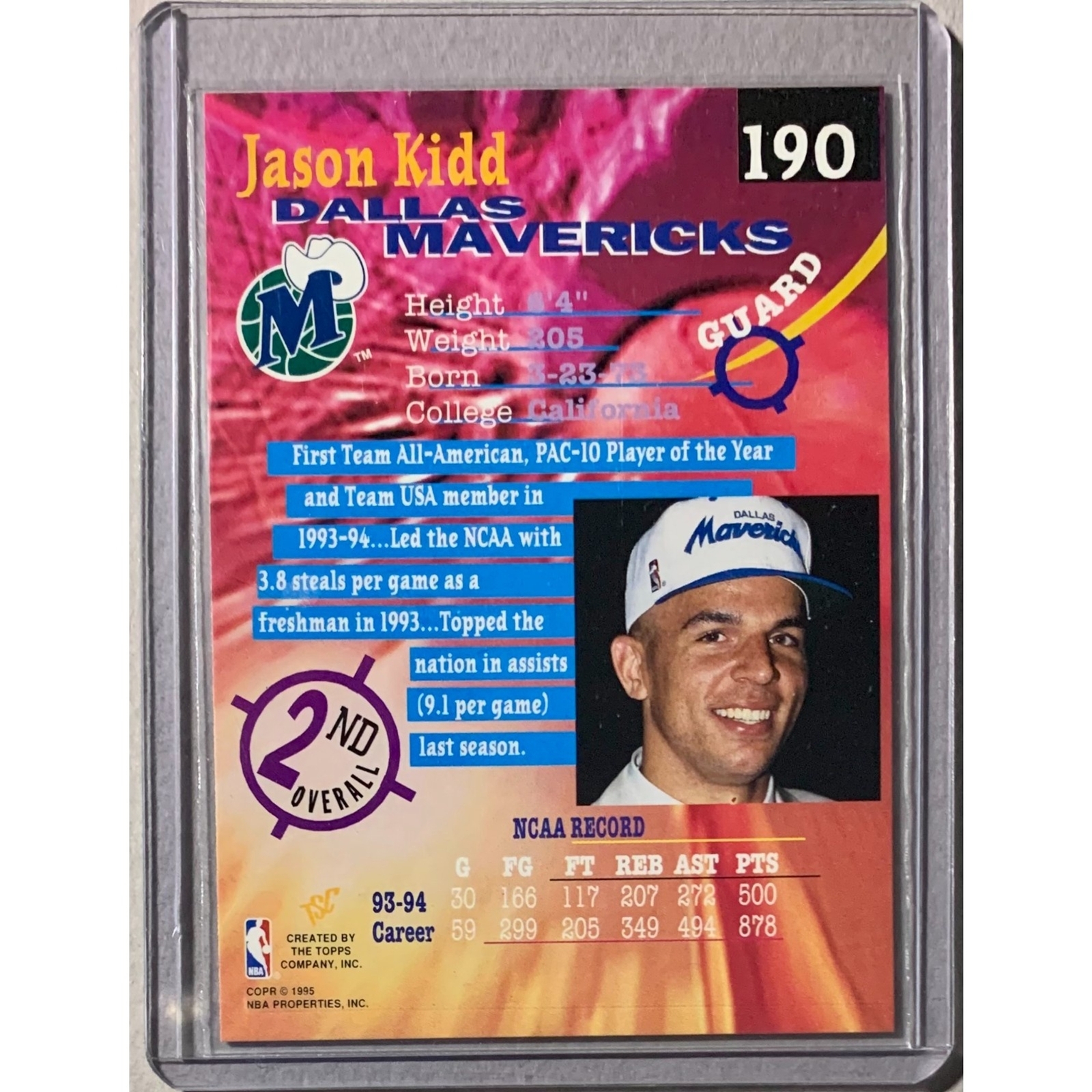 1994-95 Stadium Club Jason Kidd Rookie Card RC Dallas Mavericks #190 ...