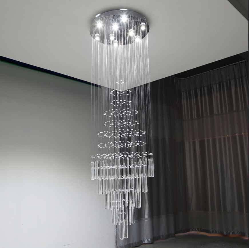Luxury Crystal LED Chandelier Rain Drop Ceiling Light Lobby Pendant ...