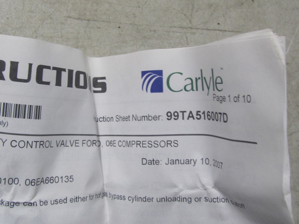 NEW CARLYLE Carrier 06EA660135 Capacity Control Valve Electric Unloader ...