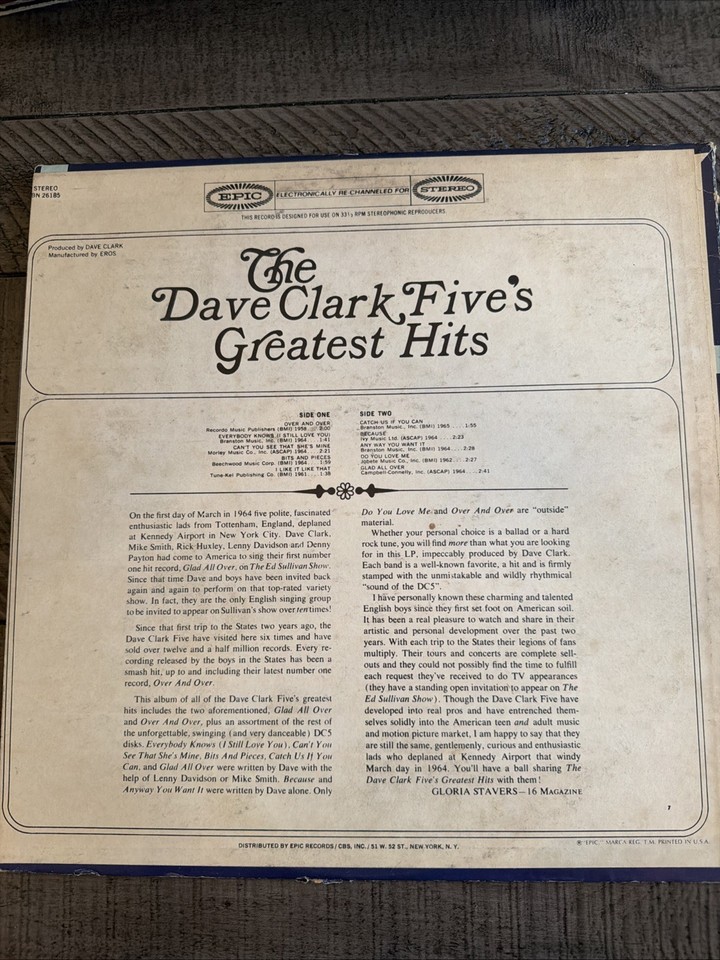 The Dave Clark Five Greatest Hits Record Album Vinyl LP | eBay