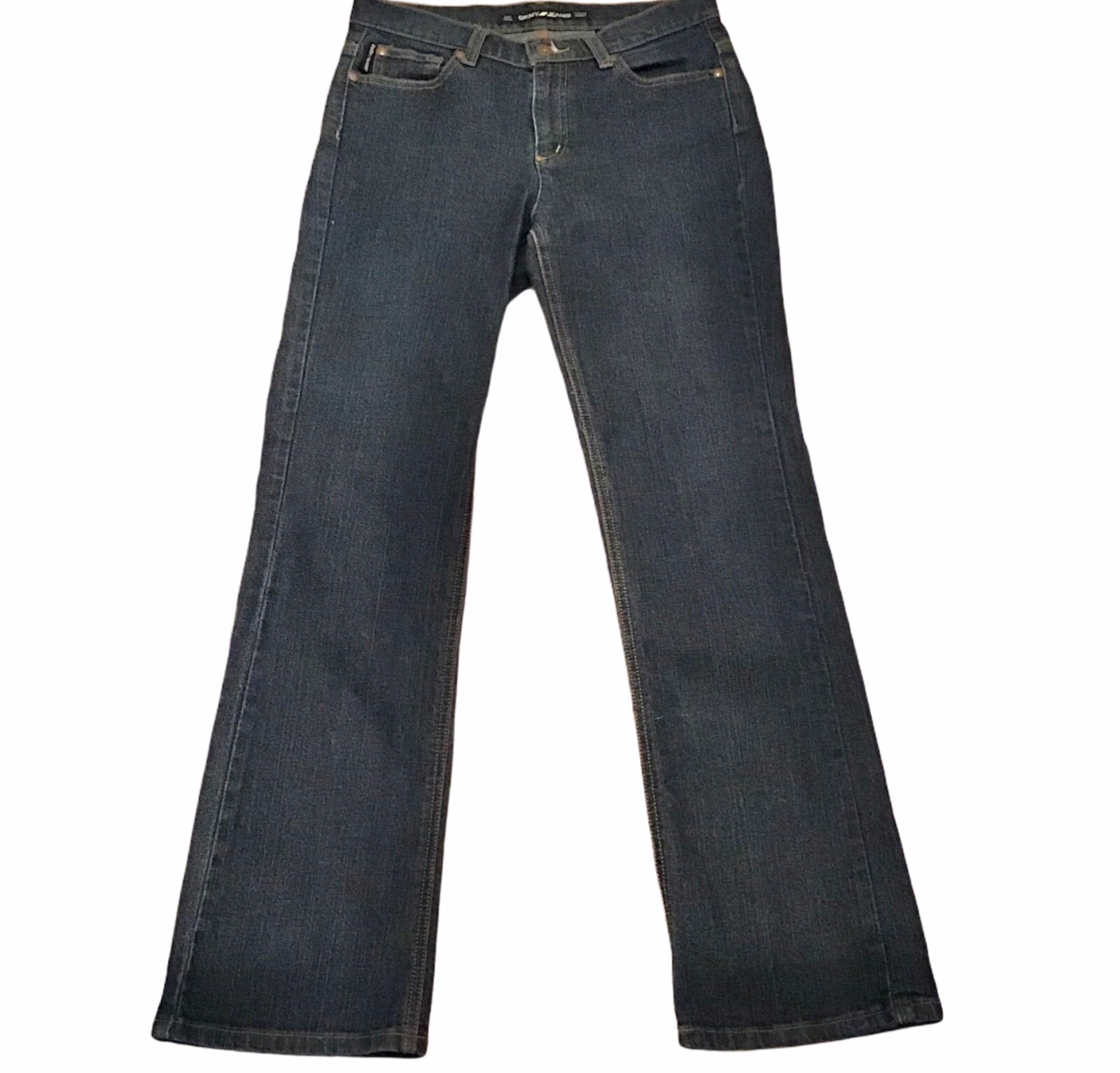 DKNY Jeans Size 6 Womens Stretch Dark Wash Flared Leg Jeans Rhinestone ...