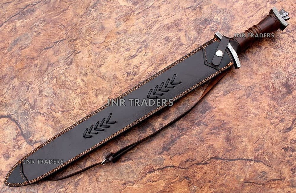 HANDMADE DAMASCUS VIKING SWORD, MEDEVIAL SWORD, SHORT SWORD WITH SHEATH ...
