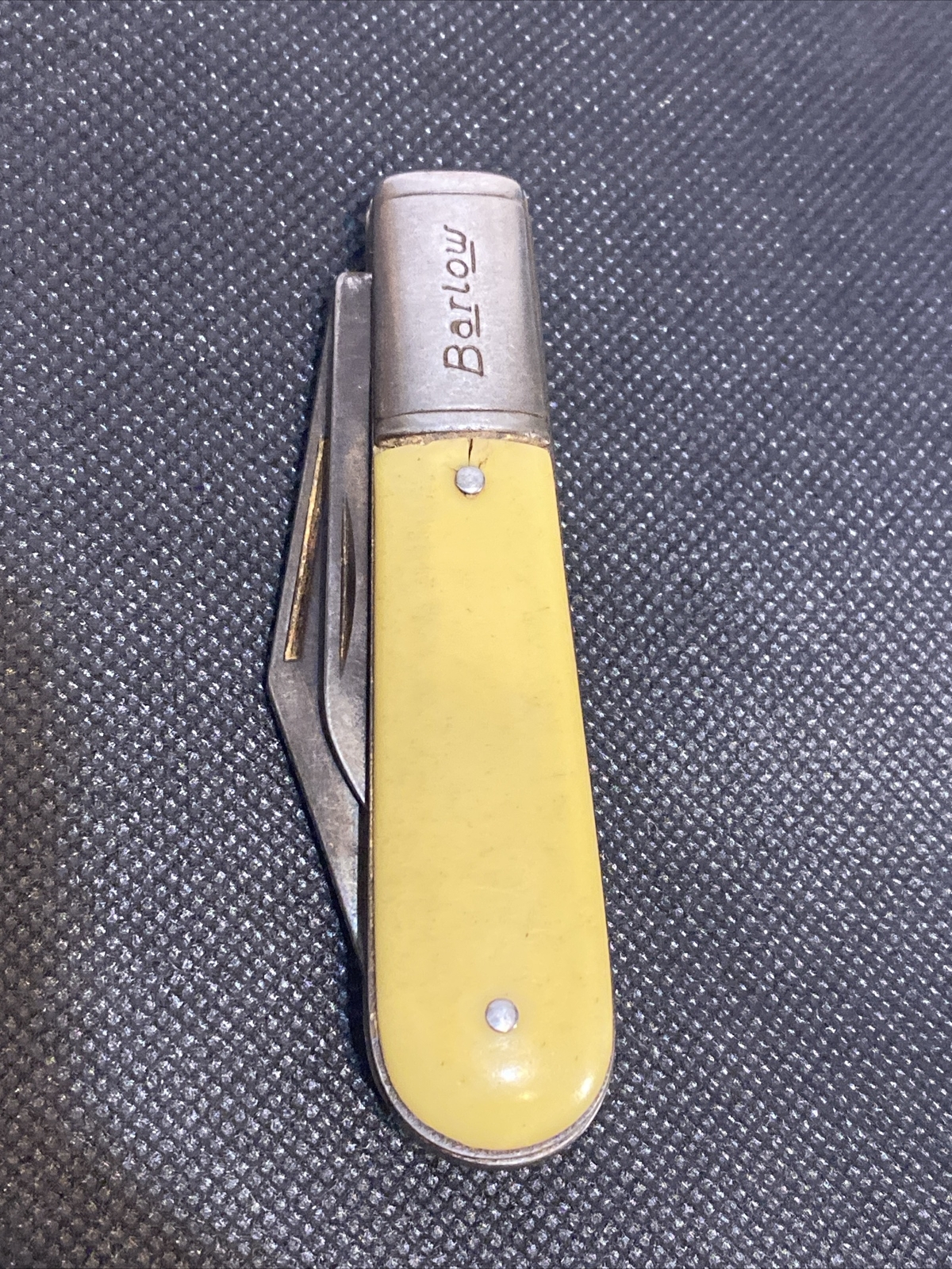 Vintage Barlow Double Blade Pocket Knife Made In USA Yellow Handle ...