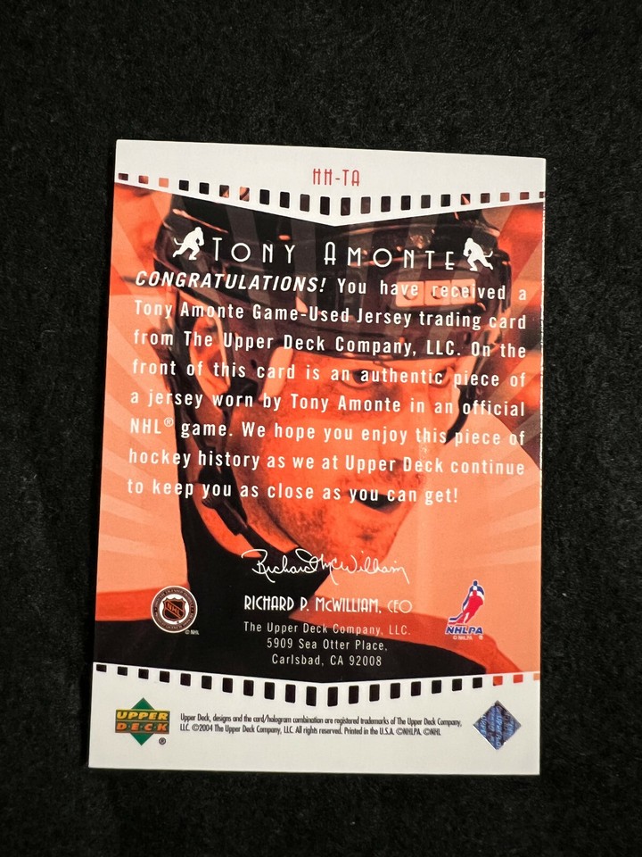 2004 U.D. Highlight Heroes Tony Amonte Game Worn Jersey Flyers #HH-TA🏒🔥 ...