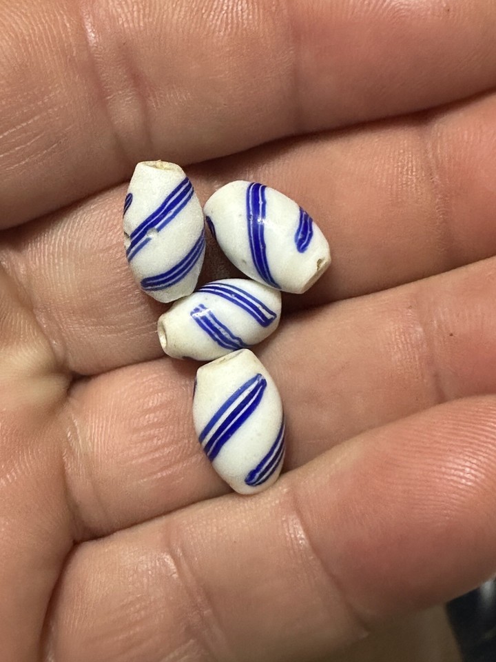 (1) 1700's Huron Indian "Blanket" bead or Blue Delft Trade Bead Early ...