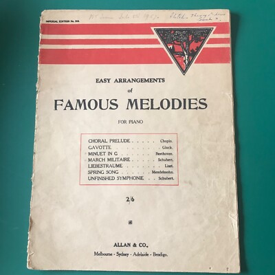 Easy Arrangements Of Famous Melodies For Piano Sheet Music Antique ...