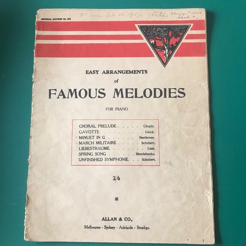 Easy Arrangements Of Famous Melodies For Piano Sheet Music Antique ...