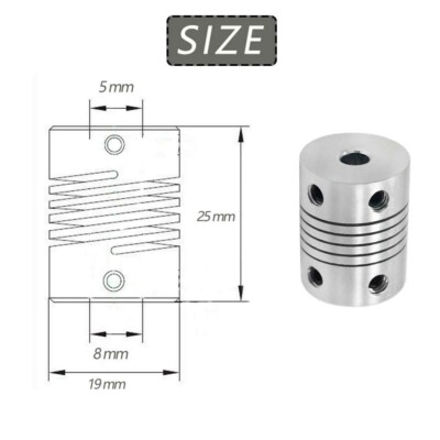Flexible Couplings 5mm-8mm, Aluminum, for 3D Printer NEMA 17 Shaft ...