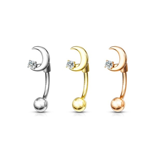 Curved Rook Daith Cartilage Earring, Flower Moon Star Halo Heart ...