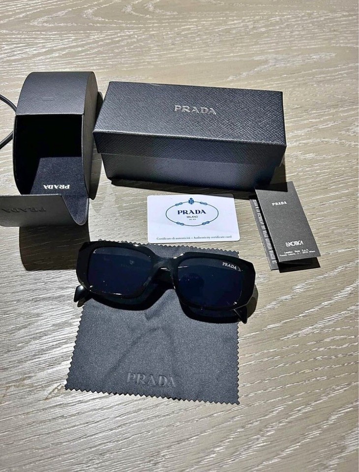 Prada PR17WS 1AB5S049 Women's Sunglasses 49 mm Black / Dark Grey Lens ...