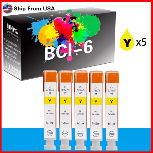 5-Pack (Yellow) BCI6 Ink Cartridge BCI-6 for PIXMA iP3300 MP600 MP960 ...
