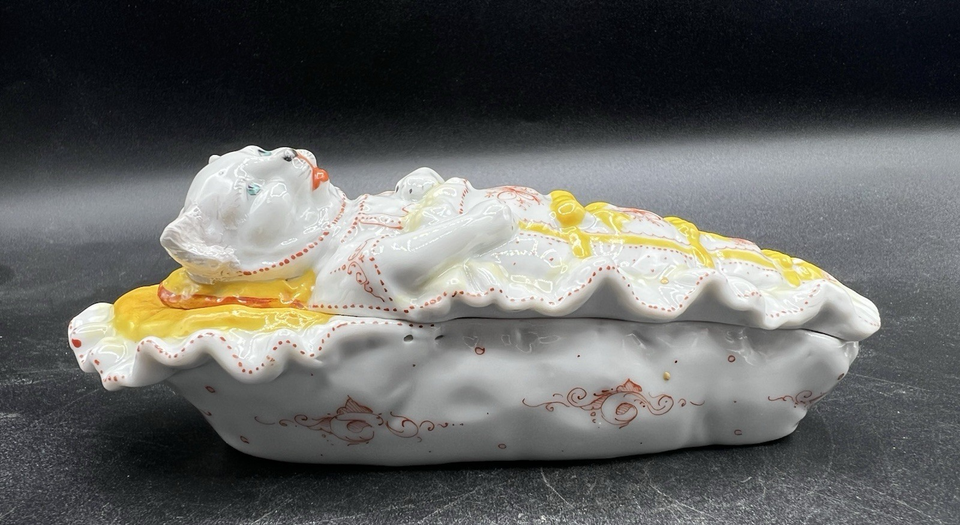 Victorian Conta & Boehme German Porcelain Large Trinket Box-Baby Kitten ...