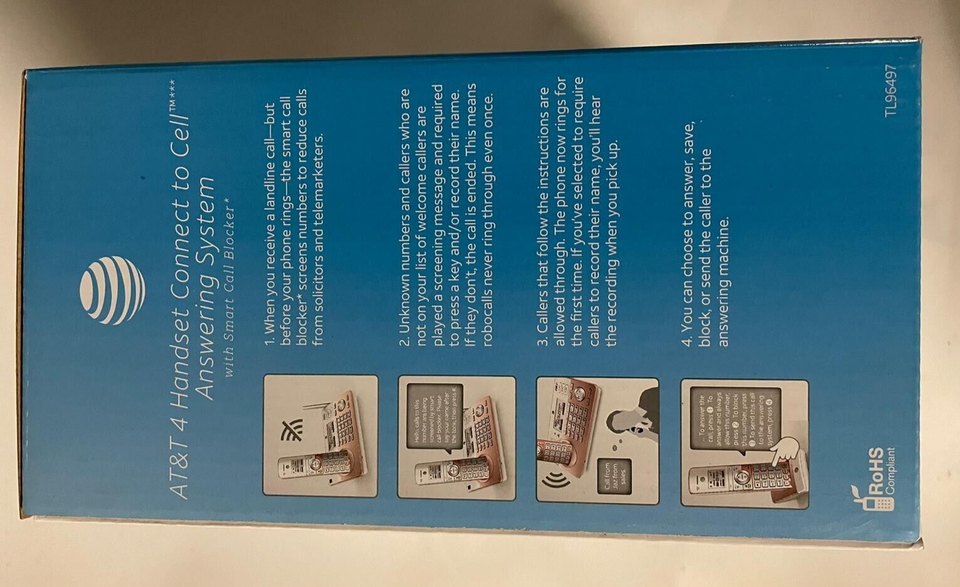 AT&T Connect To Cell Handset Cordless Phone TL96497 Answering System ...