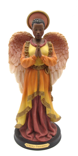 Ebony Treasures Black African American Guardian Angel Figurine Statue ...