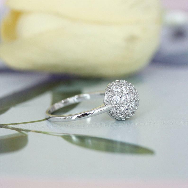 935 Argentium Silver Beautiful 0.25 CT Round CZ Women's Wedding Unique ...
