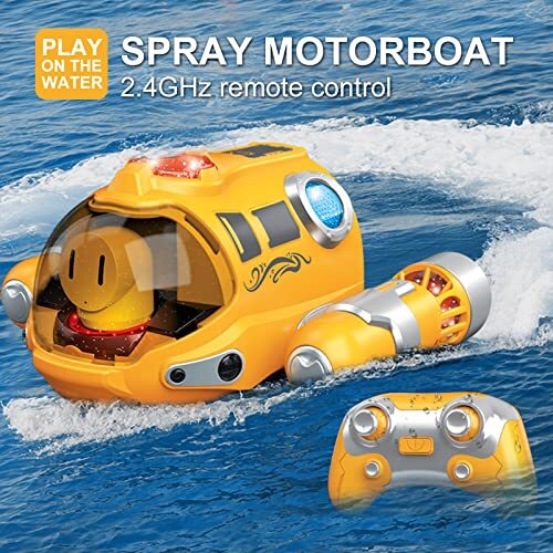 Remote Control Boat for Pools and Lake Toys, RC Spray Gasboat, Light Up ...