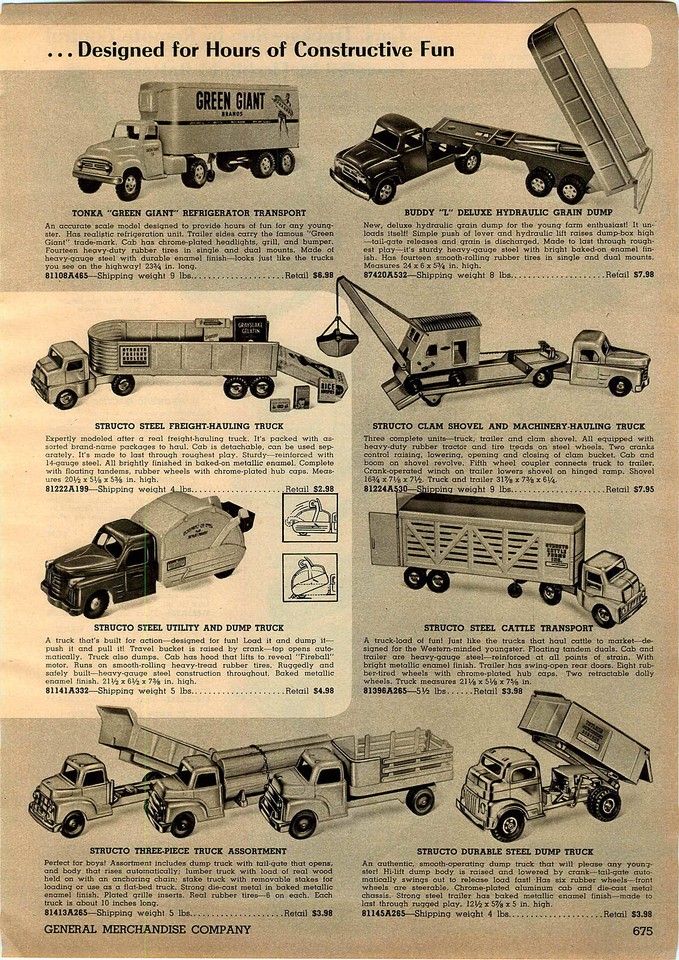 1956 ADVERT Toy Robert Robot Andy Gard Truck Cars Mickey Mouse Tow Dump ...