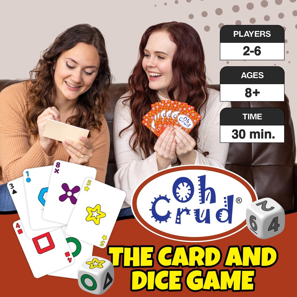 Oh Crud Card and Dice Game, Family Game for 2-6 Players, Adults, Teens ...