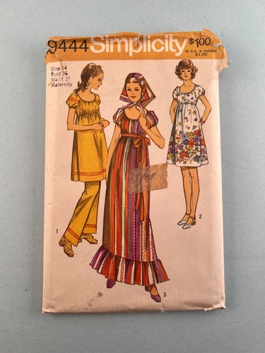 Simplicity 9444 Vintage Sewing Pattern 1971 Misses Maternity Dress ...