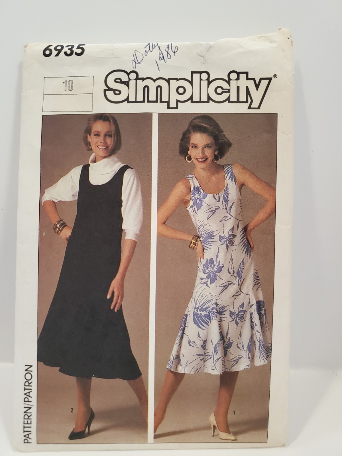 Simplicity 6935 Size 10 Dress or Jumper Cut and Complete 1986 | eBay
