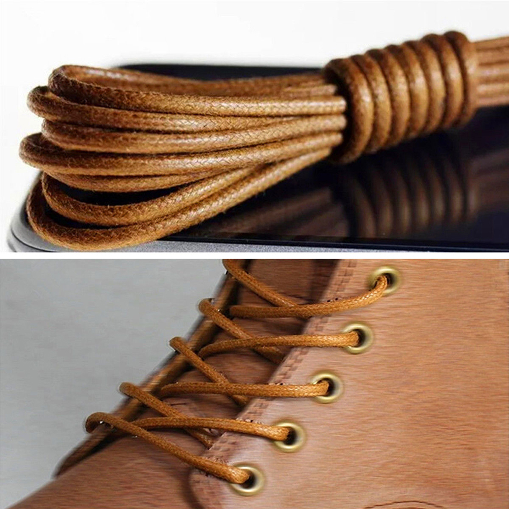 2 Men Wemen Thin Wax Shoe Laces Shoelace Waxed String for Leather Boot ...