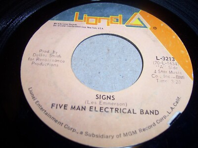 FIVE MAN ELECTRICAL BAND- SIGNS- 1971 ROCK 7" SINGLE 45, LIONEL L-3213 ...