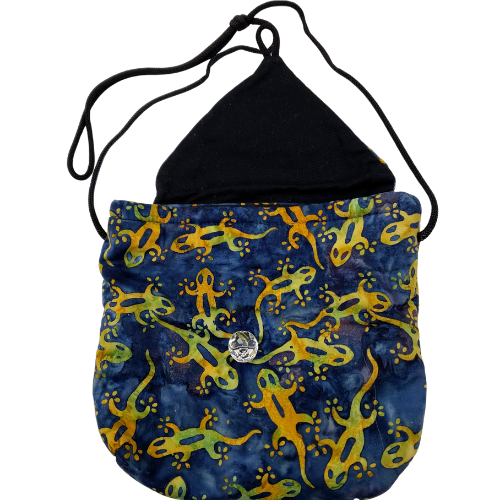 Lizard Shoulder Bag Blue Green Gecko Zipper Closure Button Inside ...