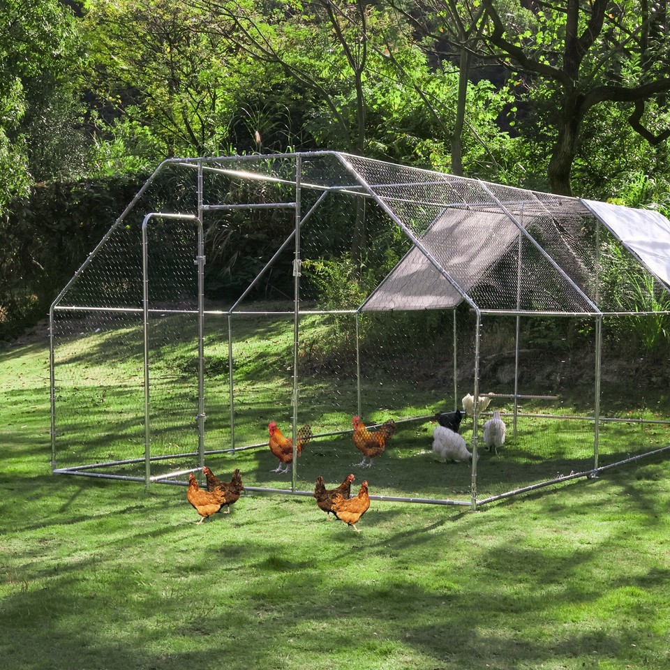 Walnest 20ft x 10ft x 6.5ft Large Metal Walk-in Chicken Coop Run Cage ...