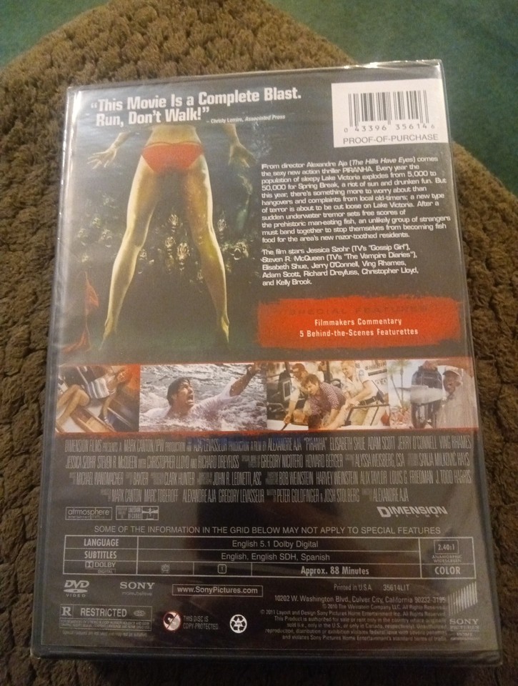 Piranha DVD 2011 Elizabeth Shue Ving Rhames Jaws Gone Wild New Factory ...