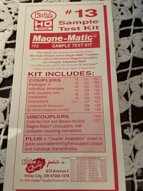 Kadee #13 Coupler Test Kit - Coupler Samples & Accessories : HO Scale ...
